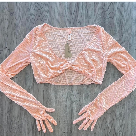 SKIMS | Tops | Skims Long Sleeve Logo Velvet Velour Gloved Top | Poshmark